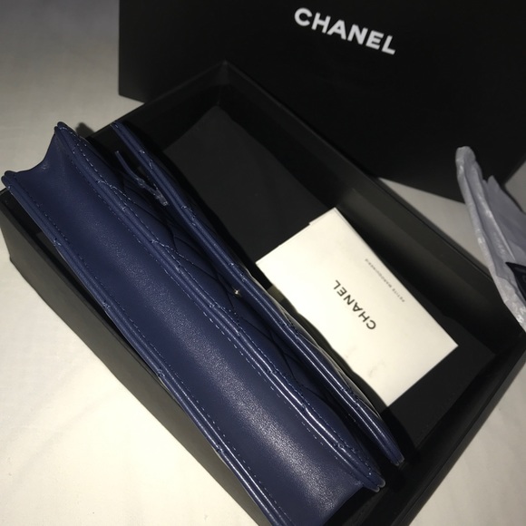CHANEL | Bags | Chanel Woc Navy Blue Silver Chain Wallet Quilted | Poshmark